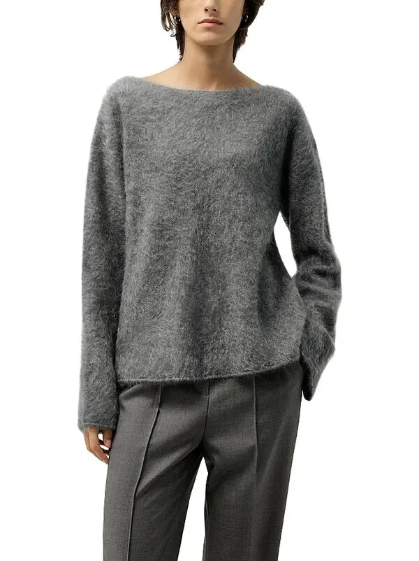 Lilysilk Boat-neck Brushed Cashmere Sweater - Thunder