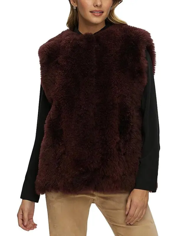 Gorski Cashmere Goat Collarless Vest - Burgundy
