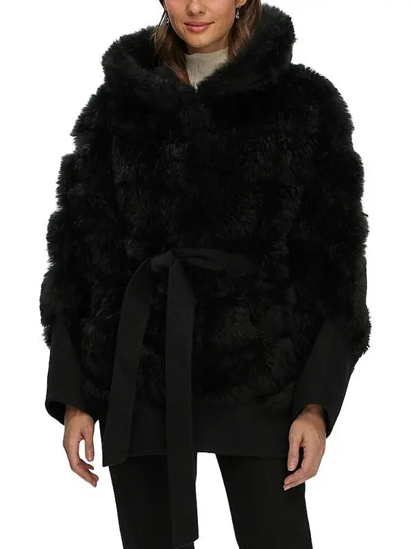 Gorski Shearling Lamb Parka With Whipstitch Trim - Black