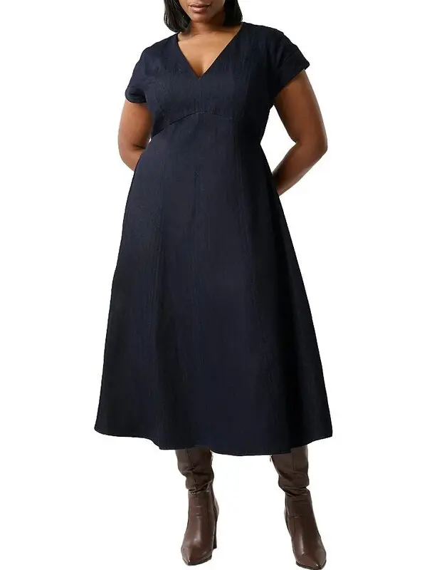 ESTELLE A-line Midi Dress - Indigo Noir