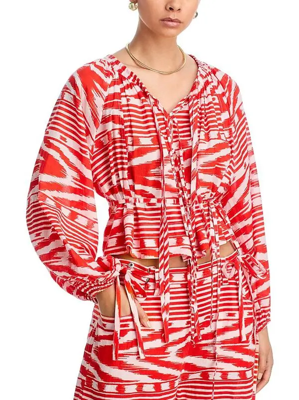 CONIGLIO PALM BEACH Oleander Blouse - Ikat Stripe Currant