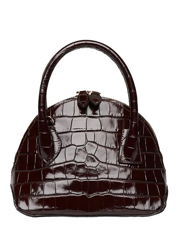 LIFFNER Mini Croc Embossed Dome Bag - Dark Brown