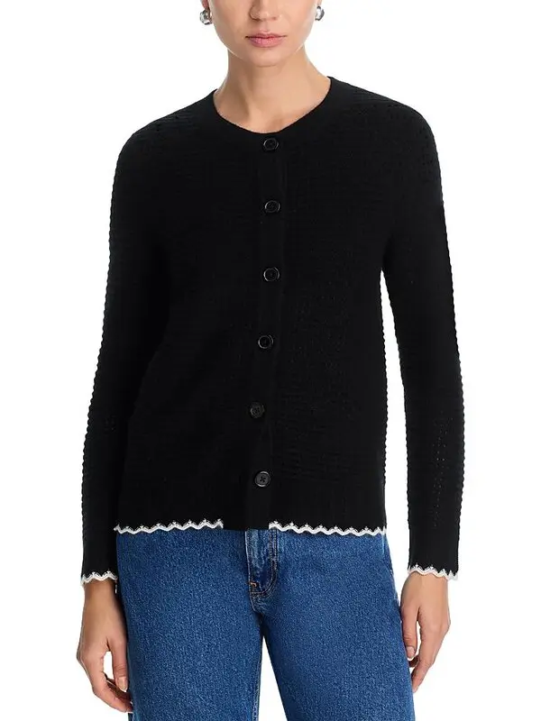 Bloomingdale'S Crewneck Cardigan Sweater - Black/ivory