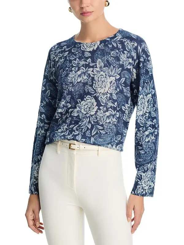 Bloomingdale'S 100% Cashmere Crewneck Sweater - Navy/white