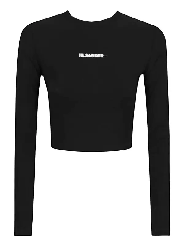 JIL SANDER Cropped Top With Logo - Black