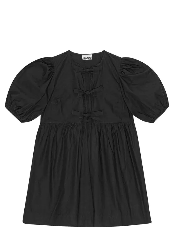 GANNI Short Cotton Dress - Black