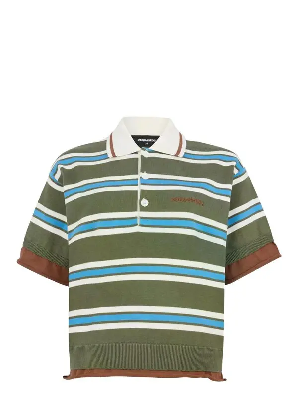 Dsquared2 Striped Knit Polo Shirt - Green