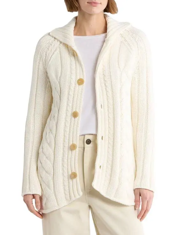 Frank & Eileen Cotswolds Cable Stitch Cotton Cardigan - Ivory