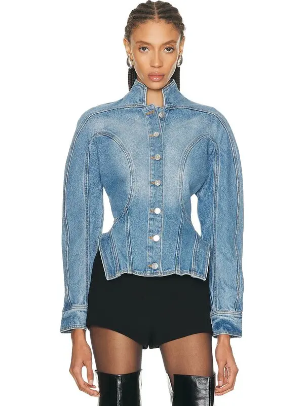 MUGLER Cinched Jacket - Medium Blue