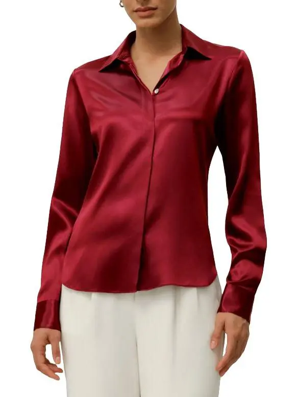 Lilysilk Elegant Silhouette Silk Shirt - Claret