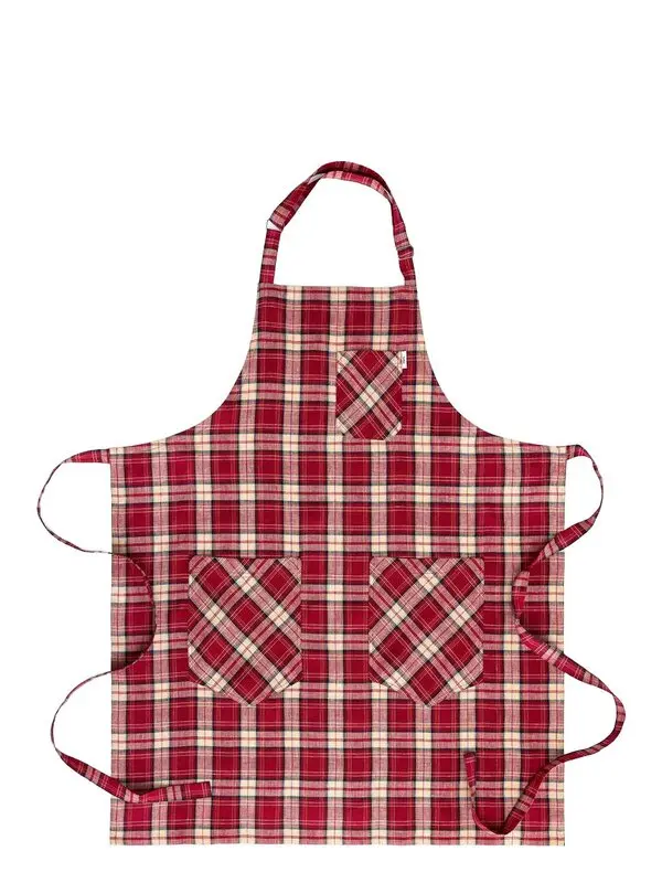 SOLINO HOME Linen Bib Apron - Burgundy