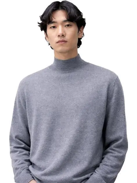 Gobi Cashmere Timeless Mock Neck Sweater - Dim Gray