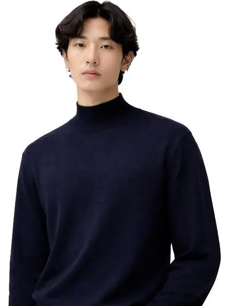 Gobi Cashmere Mock Neck Cashmere Sweater - Navy Blazer