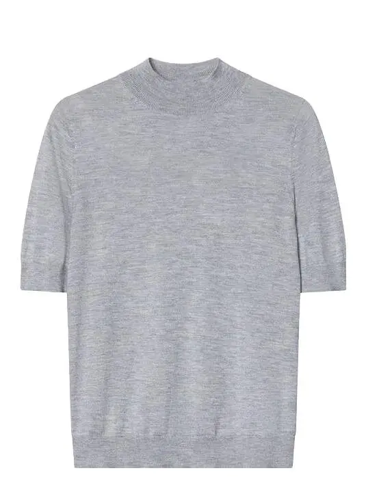 Gobi Cashmere High Neck Half Sleeve Shirt - Vapor Blue