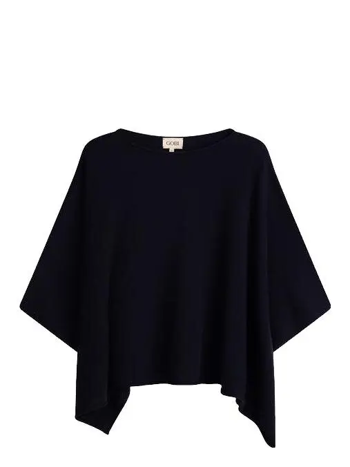 Gobi Cashmere Boat Neck Cashmere Poncho - Navy Blazer