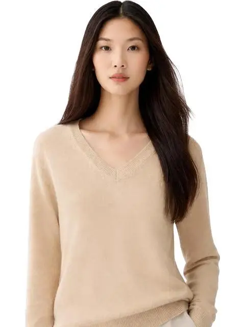 Gobi Cashmere Cashmere V-neck Sweater - Beige