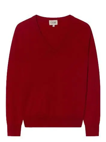 Gobi Cashmere Timeless V-neck Sweater - Chili Pepper