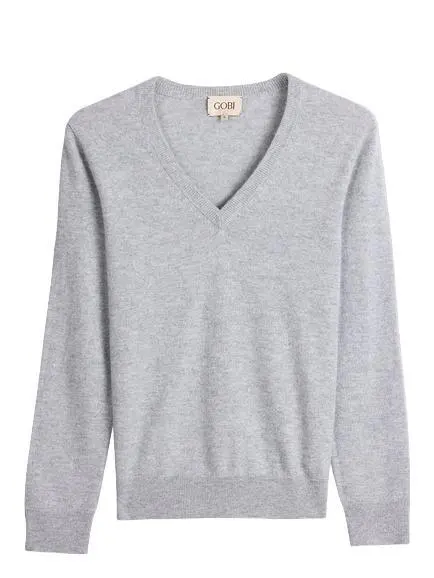 Gobi Cashmere Timeless V-neck Sweater - High Rise