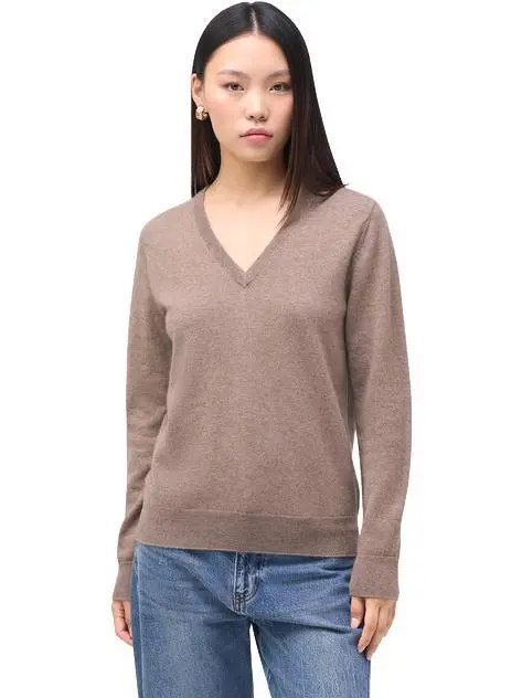 Gobi Cashmere Timeless V-neck Sweater - Taupe