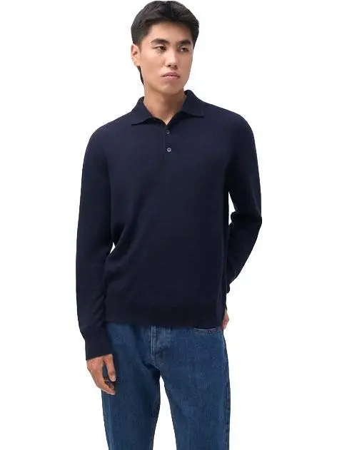 Gobi Cashmere Timeless Cashmere Polo Sweater - Navy Blazer