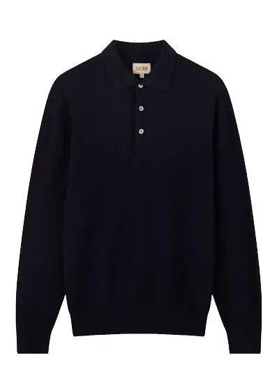 Gobi Cashmere Timeless Cashmere Polo Sweater - Navy Blazer