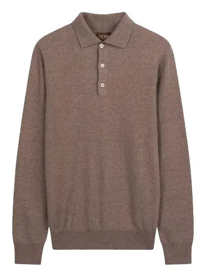 Gobi Cashmere Timeless Cashmere Polo Sweater - Taupe