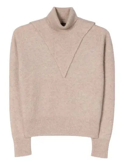 Gobi Cashmere Dual-collar Convertible Cashmere Sweater - Warm Grey