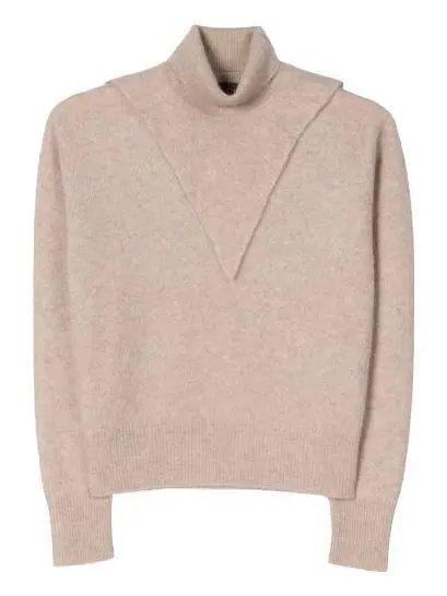 Gobi Cashmere Dual-collar Convertible Cashmere Sweater - Warm Grey