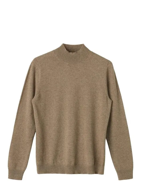 Gobi Cashmere Timeless Mock Neck Sweater - Taupe