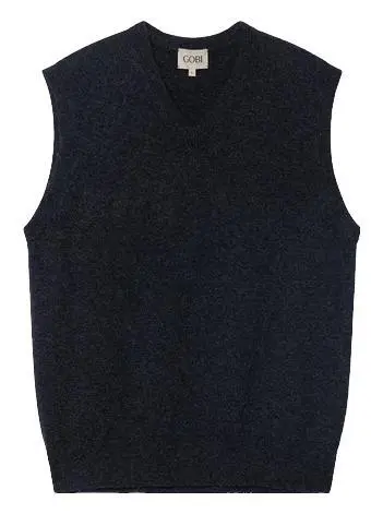 Gobi Cashmere Timeless V-neck Cashmere Vest - Charcoal