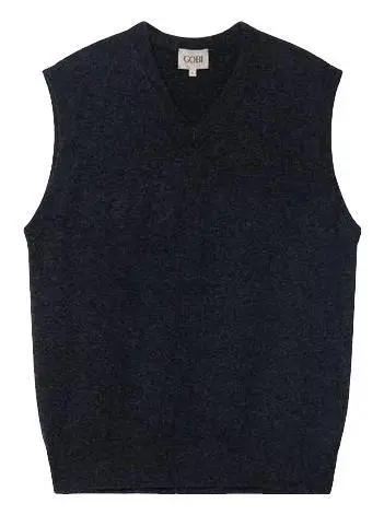 Gobi Cashmere Timeless V-neck Cashmere Vest - Charcoal