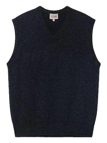 Gobi Cashmere Cashmere V-neck Vest - Charcoal