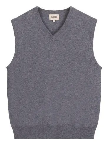 Gobi Cashmere Cashmere V-neck Vest - Dim Gray
