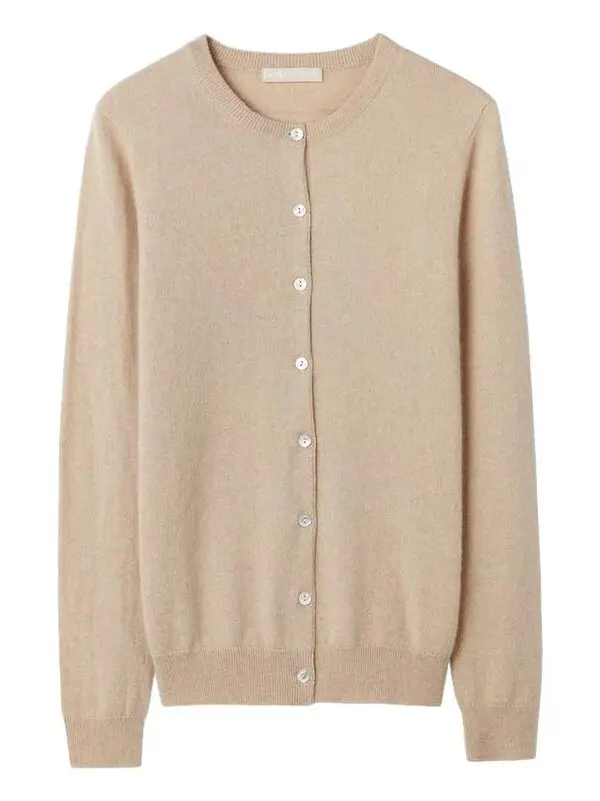 Gobi Cashmere Cashmere Crewneck Cardigan - Beige