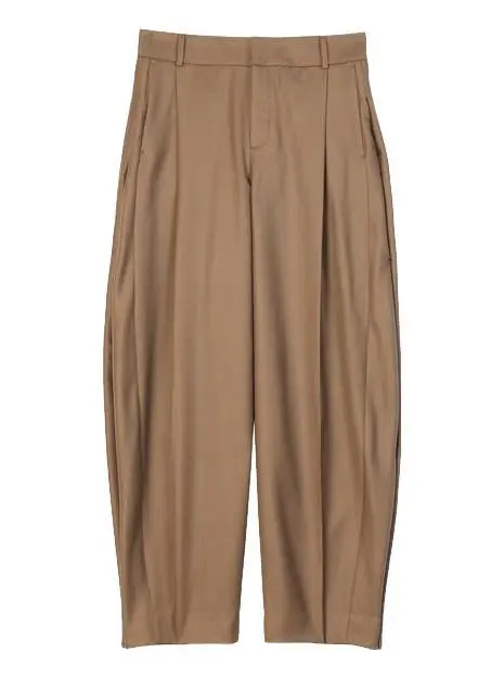Gobi Cashmere Barrel-leg Cashmere Pants - Sepia