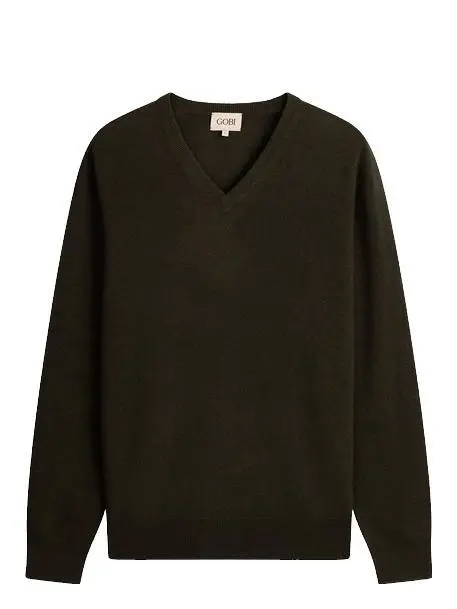 Gobi Cashmere V-neck Cashmere Sweater - Avocado