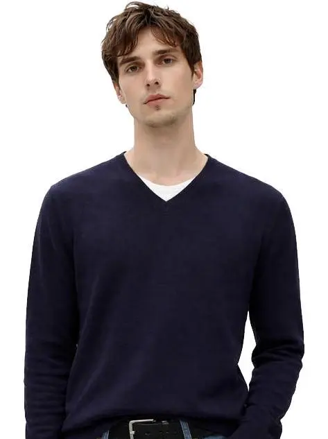 Gobi Cashmere V-neck Cashmere Sweater - Navy Blazer