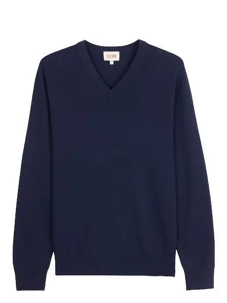 Gobi Cashmere V-neck Cashmere Sweater - Navy Blazer