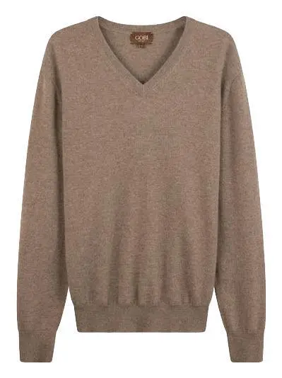 Gobi Cashmere V-neck Cashmere Sweater - Taupe