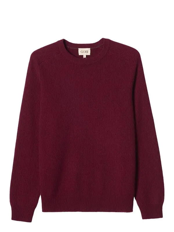 Gobi Cashmere Ribbed Crew Neck Sweater - Zinfandel