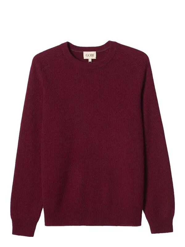 Gobi Cashmere Ribbed Crew Neck Sweater - Zinfandel