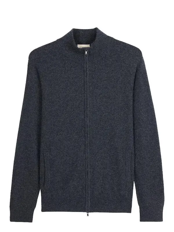 Gobi Cashmere Full-zip Ribbed Cardigan - Charcoal