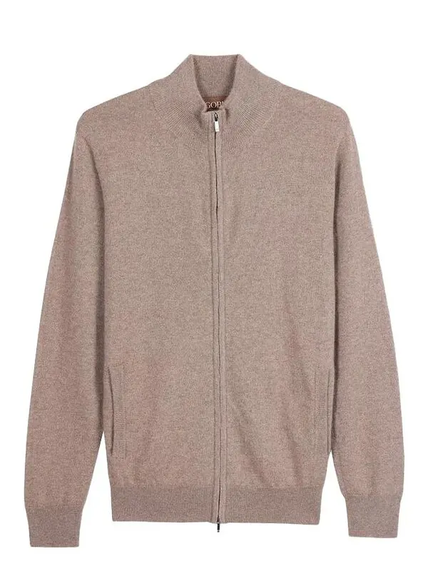 Gobi Cashmere Full-zip Ribbed Cardigan - Taupe
