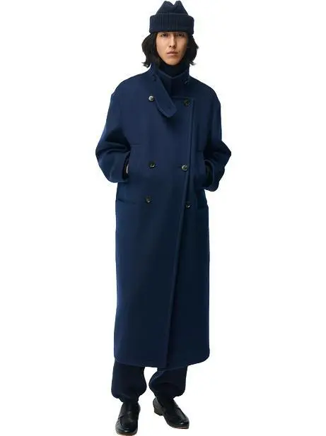 Gobi Cashmere Double-breasted Cashmere Trench Coat - Navy Blazer