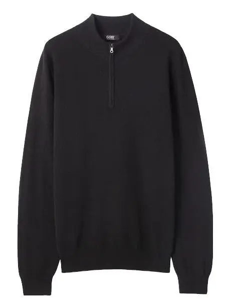 Gobi Cashmere Timeless Half-zip Cashmere Sweater - Black