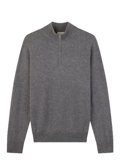 Gobi Cashmere Half-zip Cashmere Sweater - Dim Gray