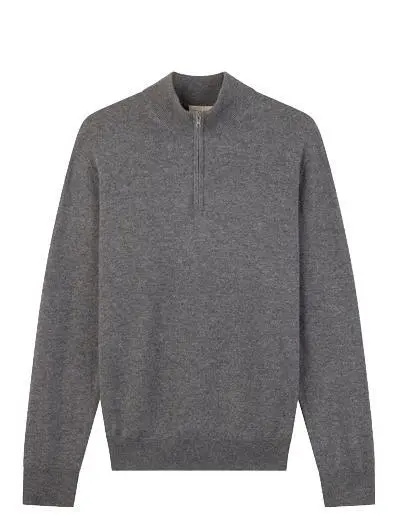 Gobi Cashmere Half-zip Cashmere Sweater - Dim Gray