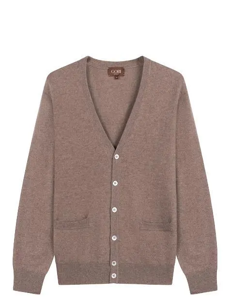 Gobi Cashmere Cashmere V-neck Cardigan - Taupe
