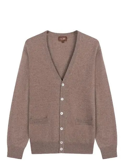 Gobi Cashmere Timeless V-neck Cardigan - Taupe