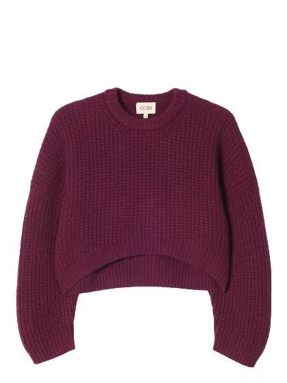Gobi Cashmere Oval-sleeve Cropped Cashmere Sweater - Burgundy